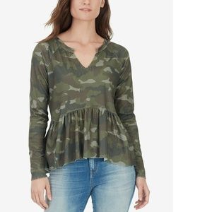 William Rast | Tops | William Rast Green Camo Peplum Long Sleeve Top 69 ...